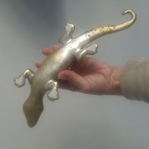 Art | Vintage Metal Brass Silver Toned Lizard Statue | Poshmark